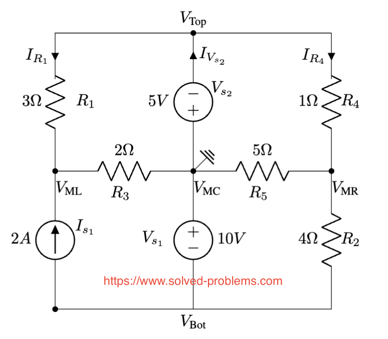 Nodal Analysis – Five-Node Circuit – Solved Problems