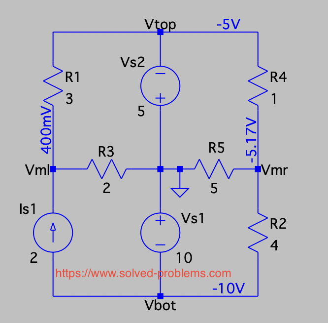 Nodal Analysis – Five-Node Circuit – Solved Problems